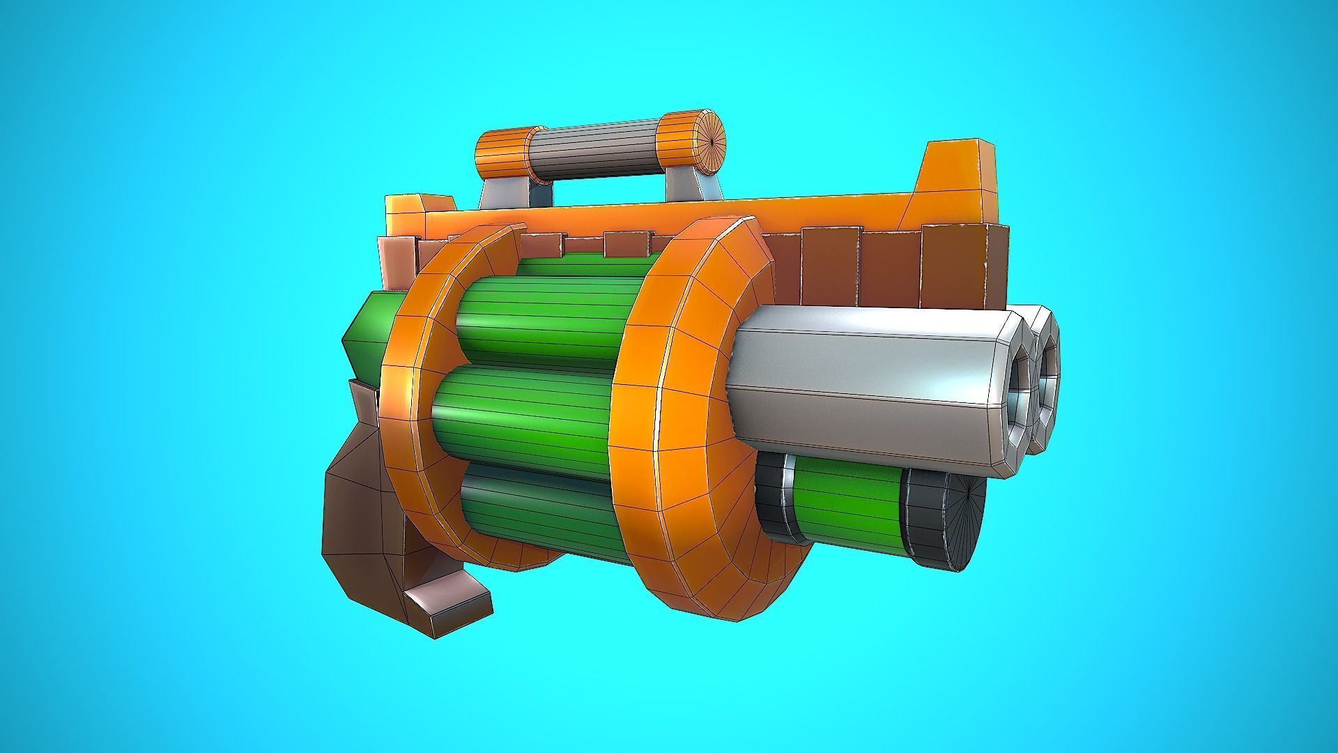 3D model DOUBLE GRENADE LAUNCHER GUN CARTOON STYLIZED VR / AR / low-poly | CGTrader