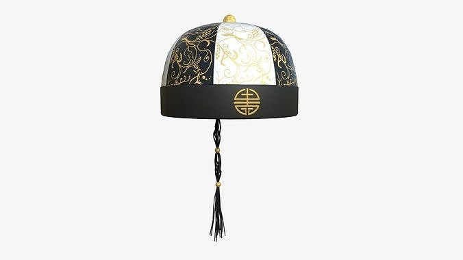 3D model Chinese Traditional Hat A10 Black White - Character Design VR ...