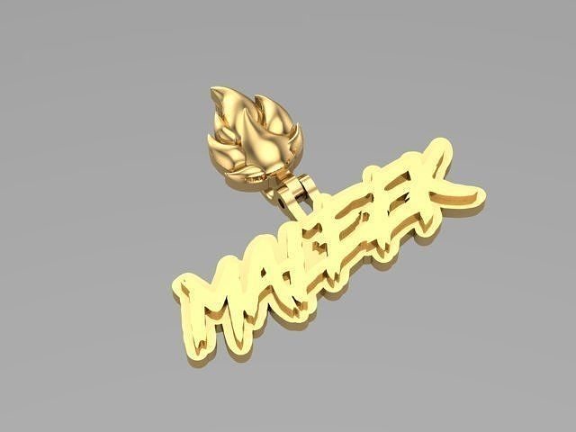 MALEEK Name Pendant With Fire Bail 3D model 3D printable | CGTrader