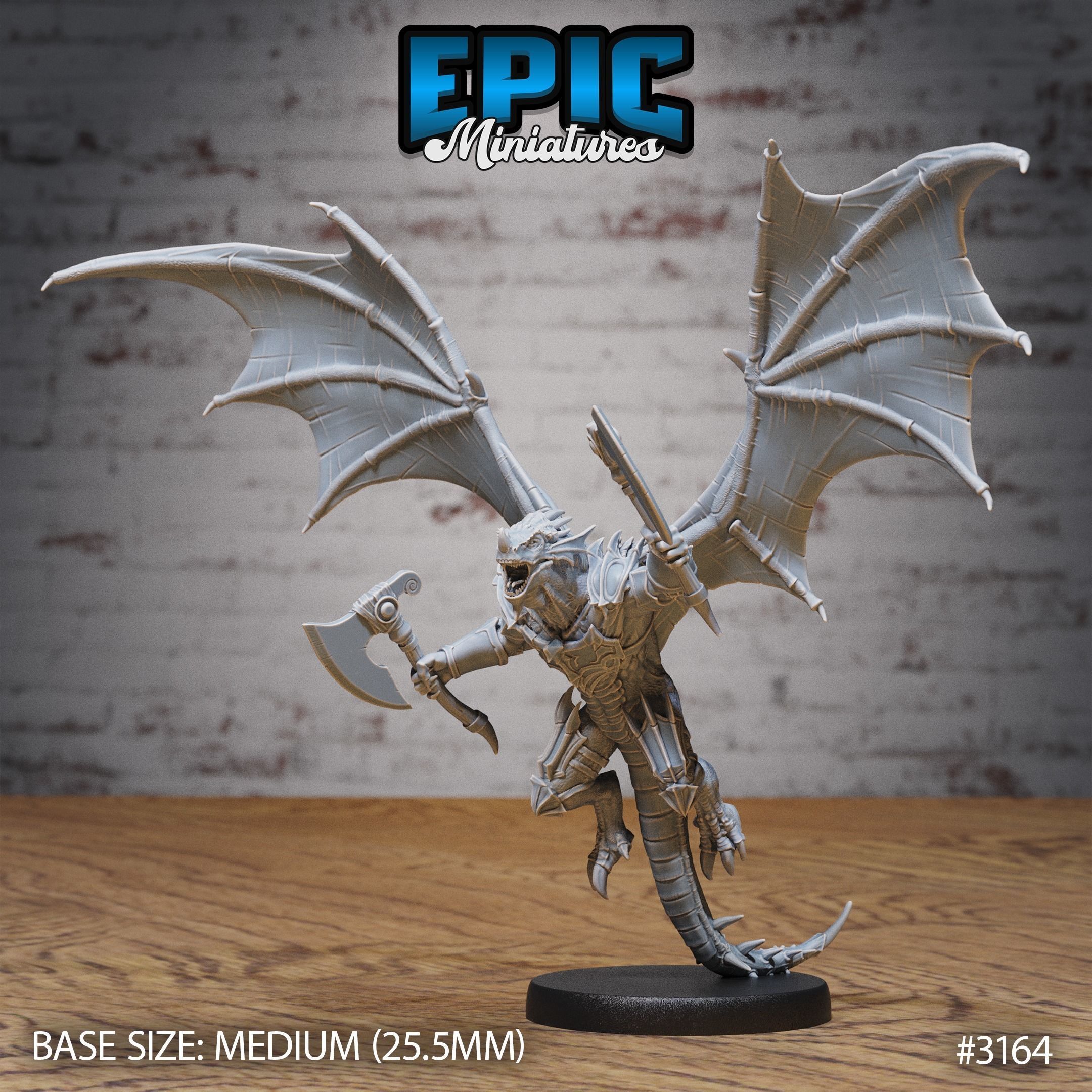 Winged Half Dragon Flying - DnD Tabletop Miniature 3D Model 3D model 3D ...