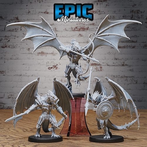 Winged Half Dragon Set - DnD Tabletop Miniature 3D Model 3D model 3D ...