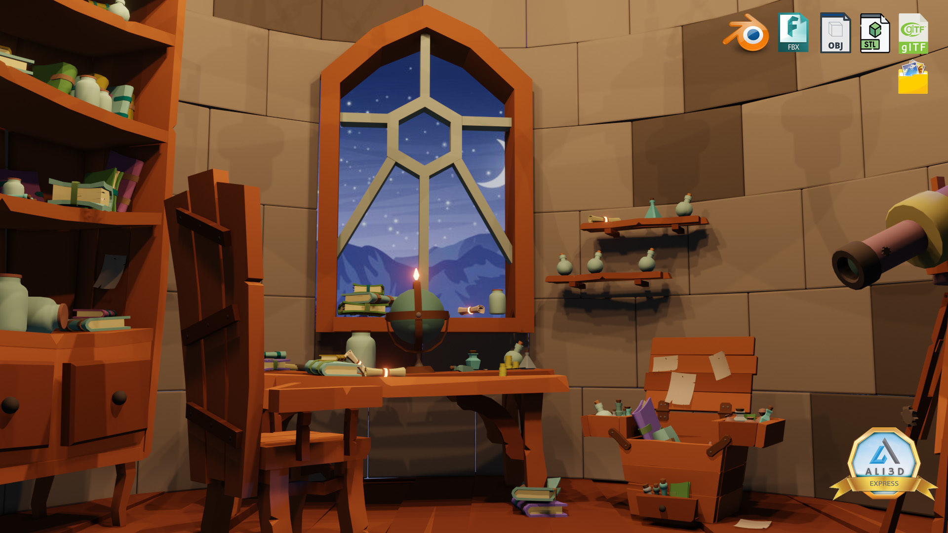 3D model Stylized Astronomy Tower VR / AR / low-poly | CGTrader