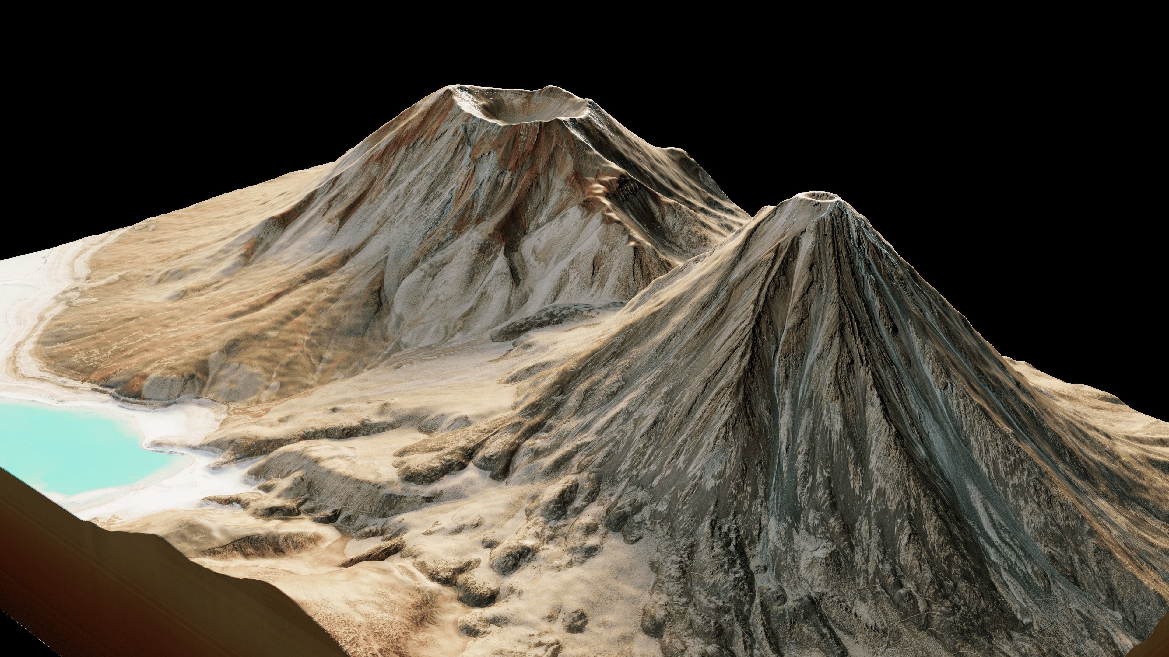 Licancabur volcano with slopes and lake 3d model Terrain 3D model ...