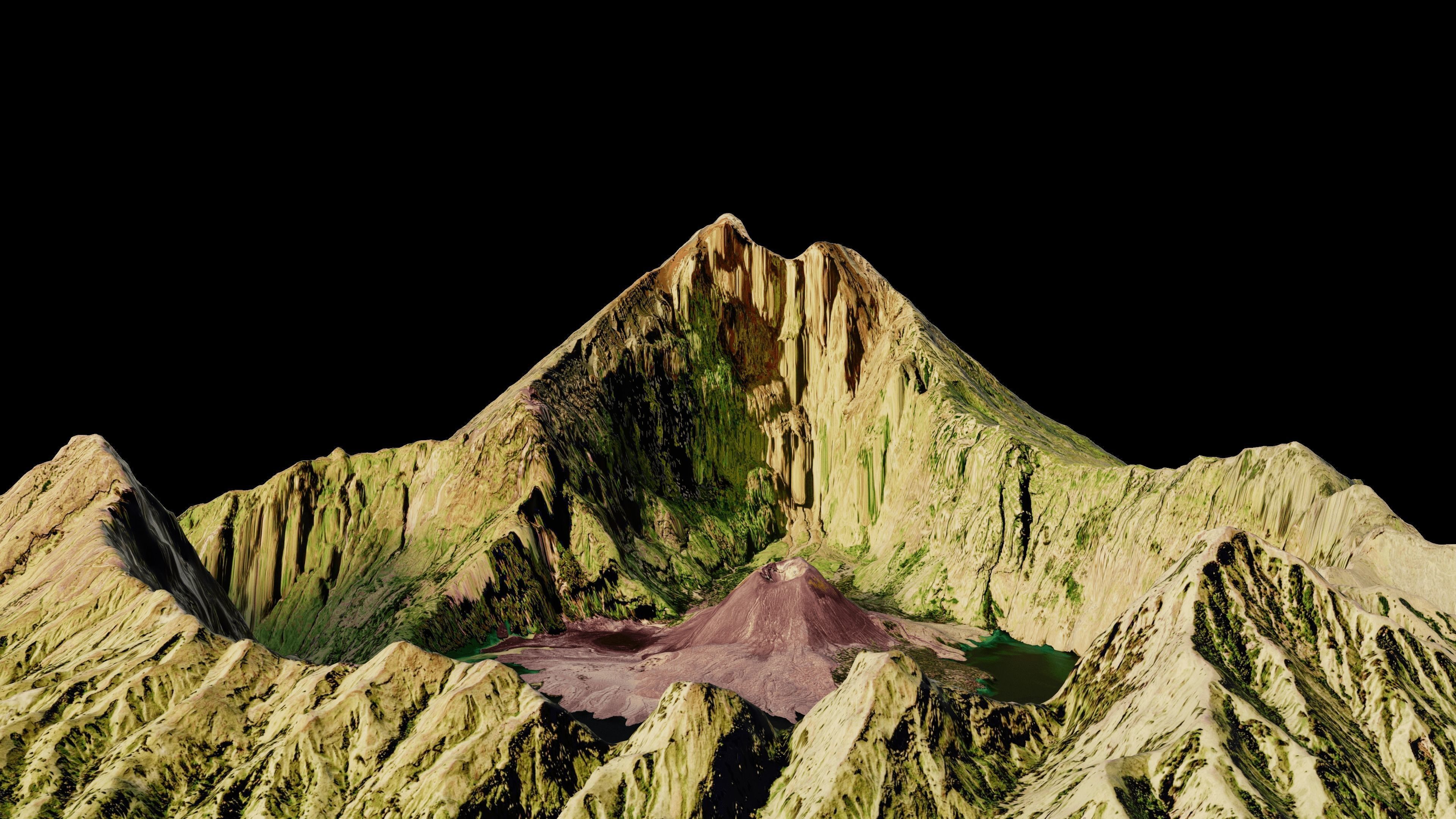 Rinjani volcano landscape with caldera and slope 3D model | CGTrader