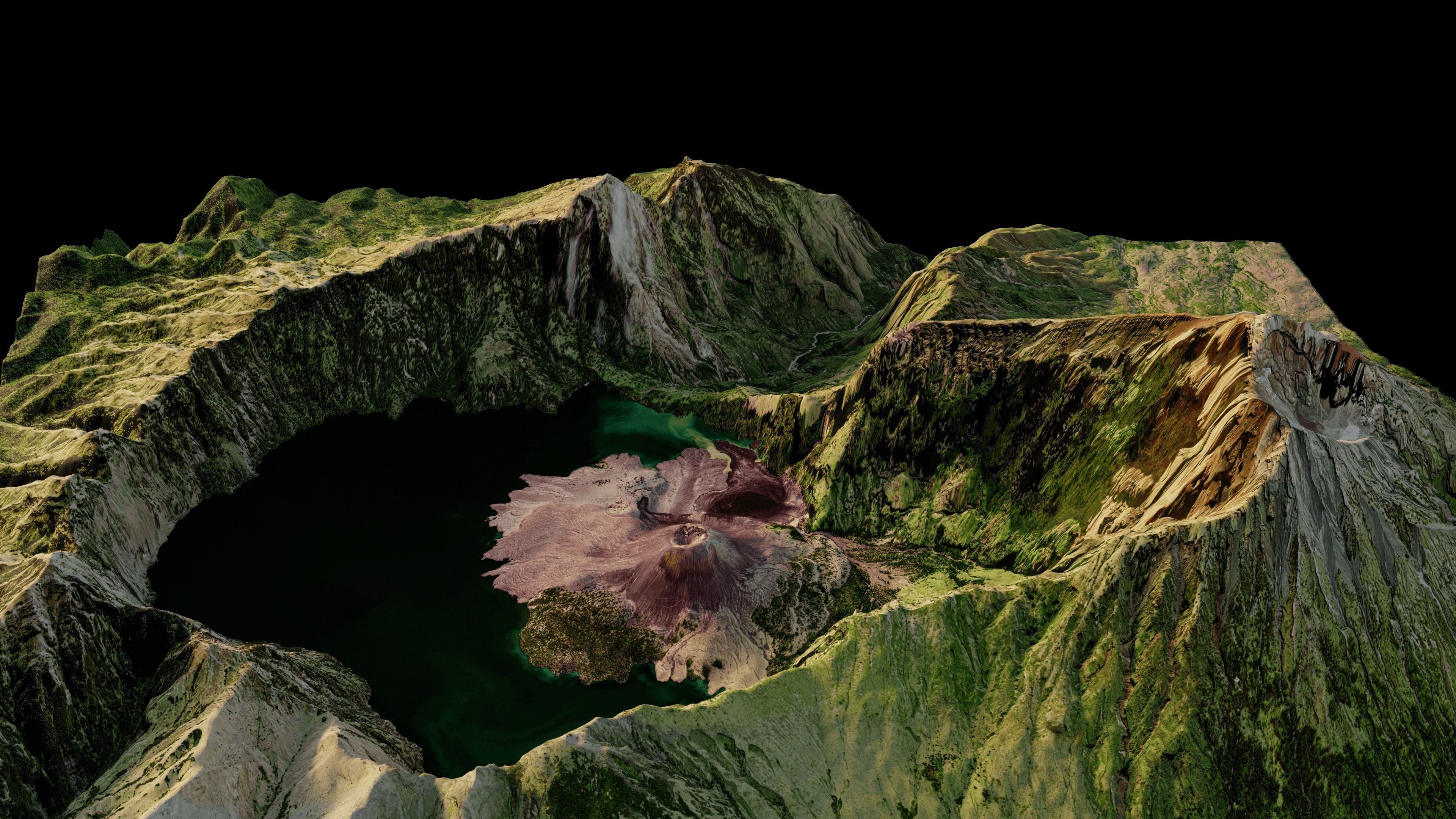 Rinjani volcano landscape with caldera and slope 3D model | CGTrader