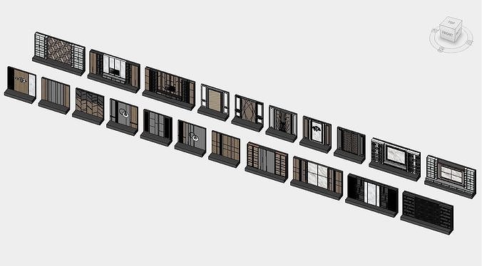 Decorative Wall Panels Backdrop Revit Family 3D model | CGTrader