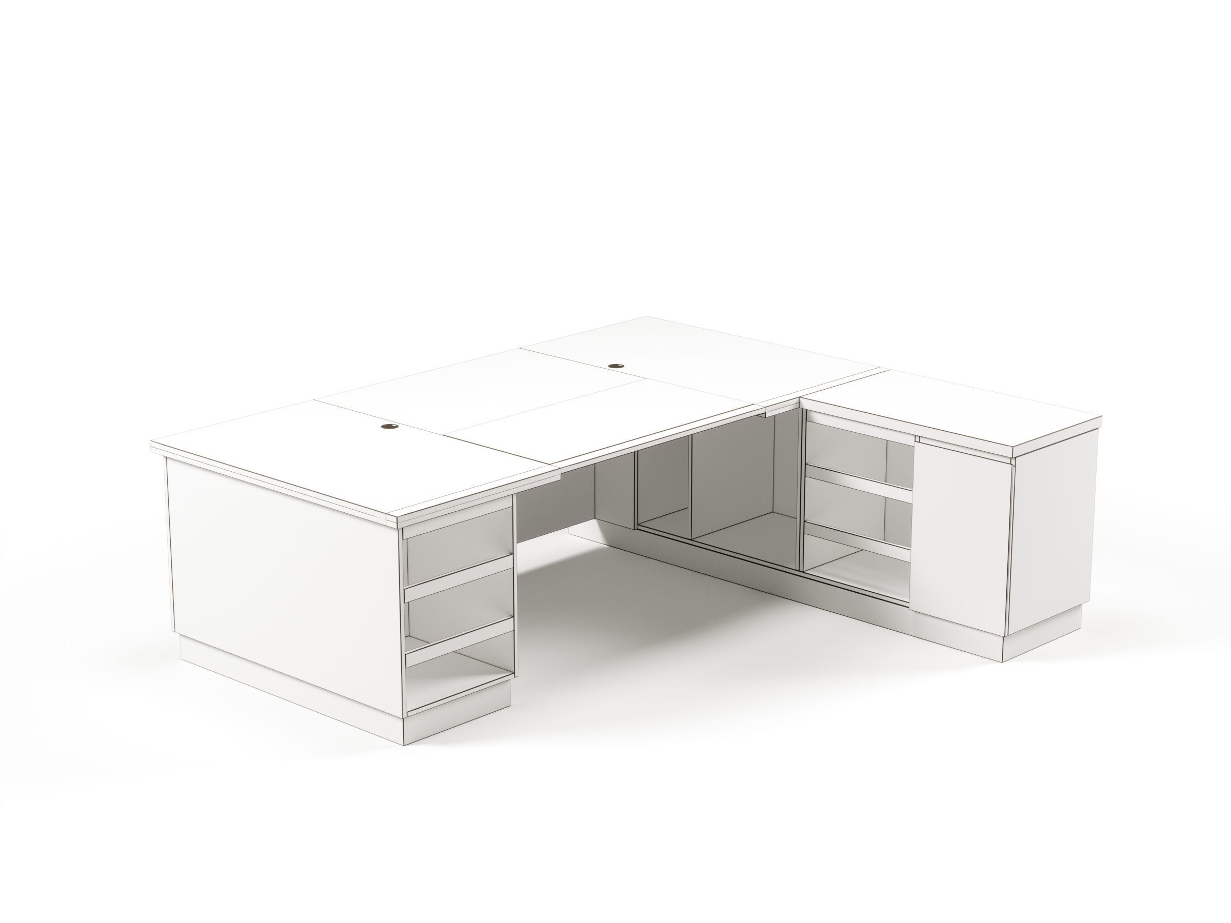 Modern Office Desk With Side Cabinet File For Director free 3D model ...