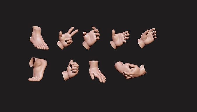 Simple Hands and Feet Collection 3D model 3D printable | CGTrader