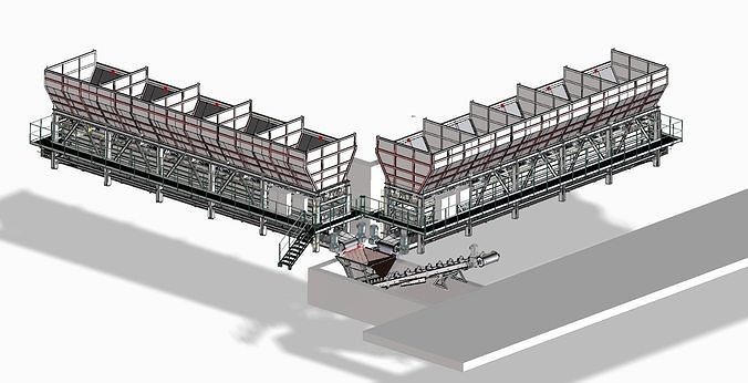 Concrete batching plant hopper feeders 200Ton-Hour 3D model | CGTrader