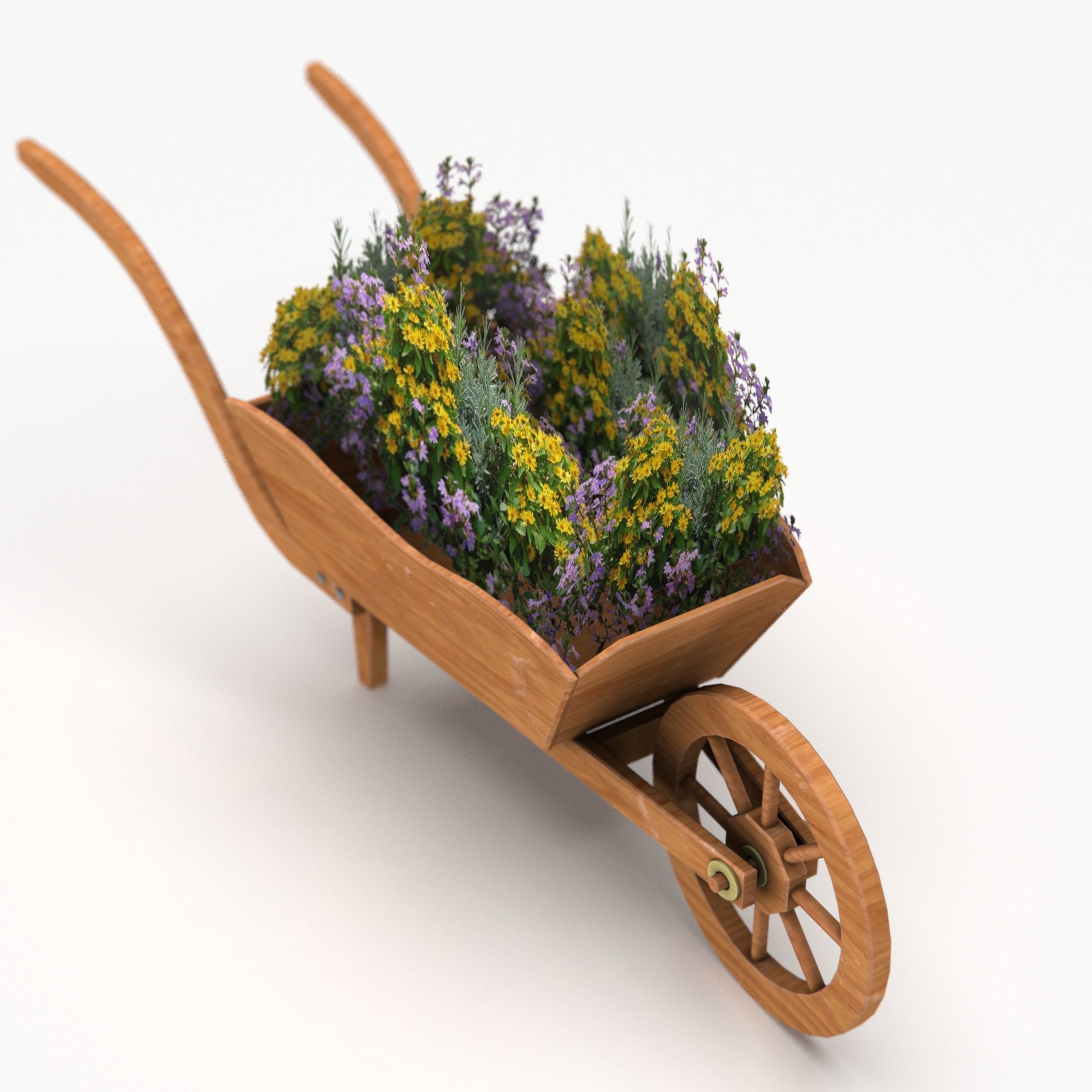 3D model Garden Wooden Wheelbarrow VR / AR / low-poly | CGTrader