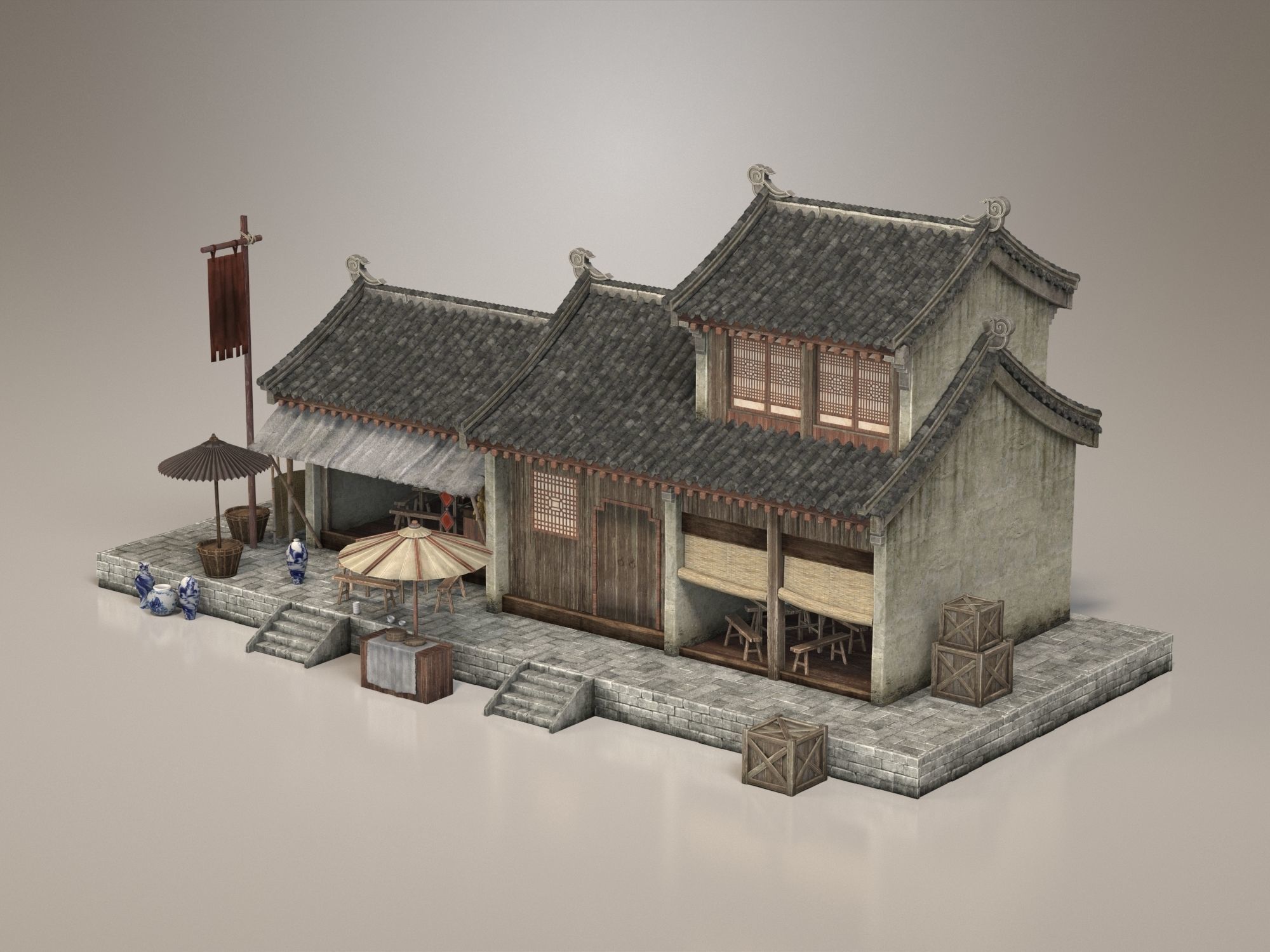 Ancient Chinese architecture 3D model | CGTrader