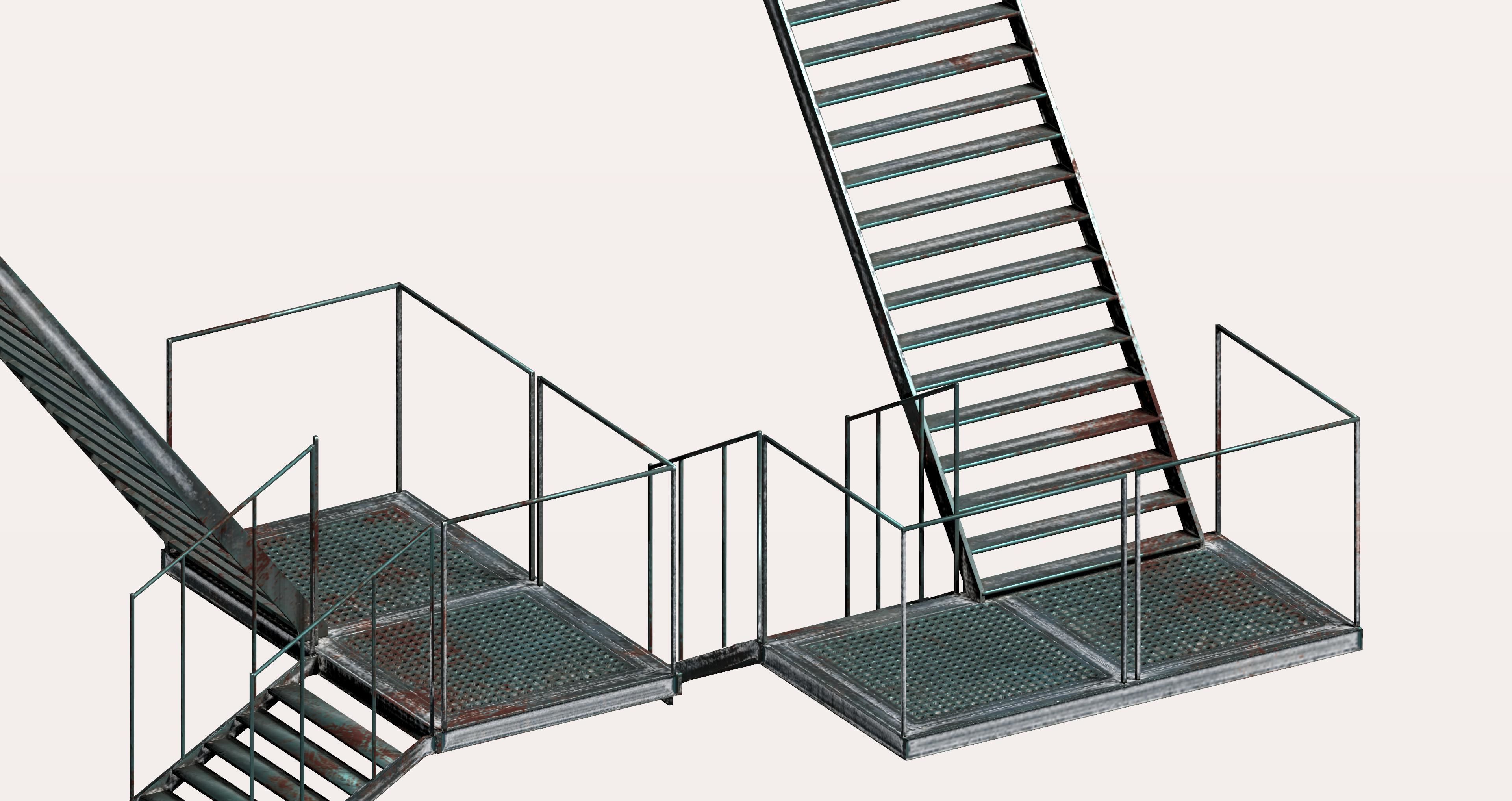 Modular multi-platform stairs 3D model | CGTrader