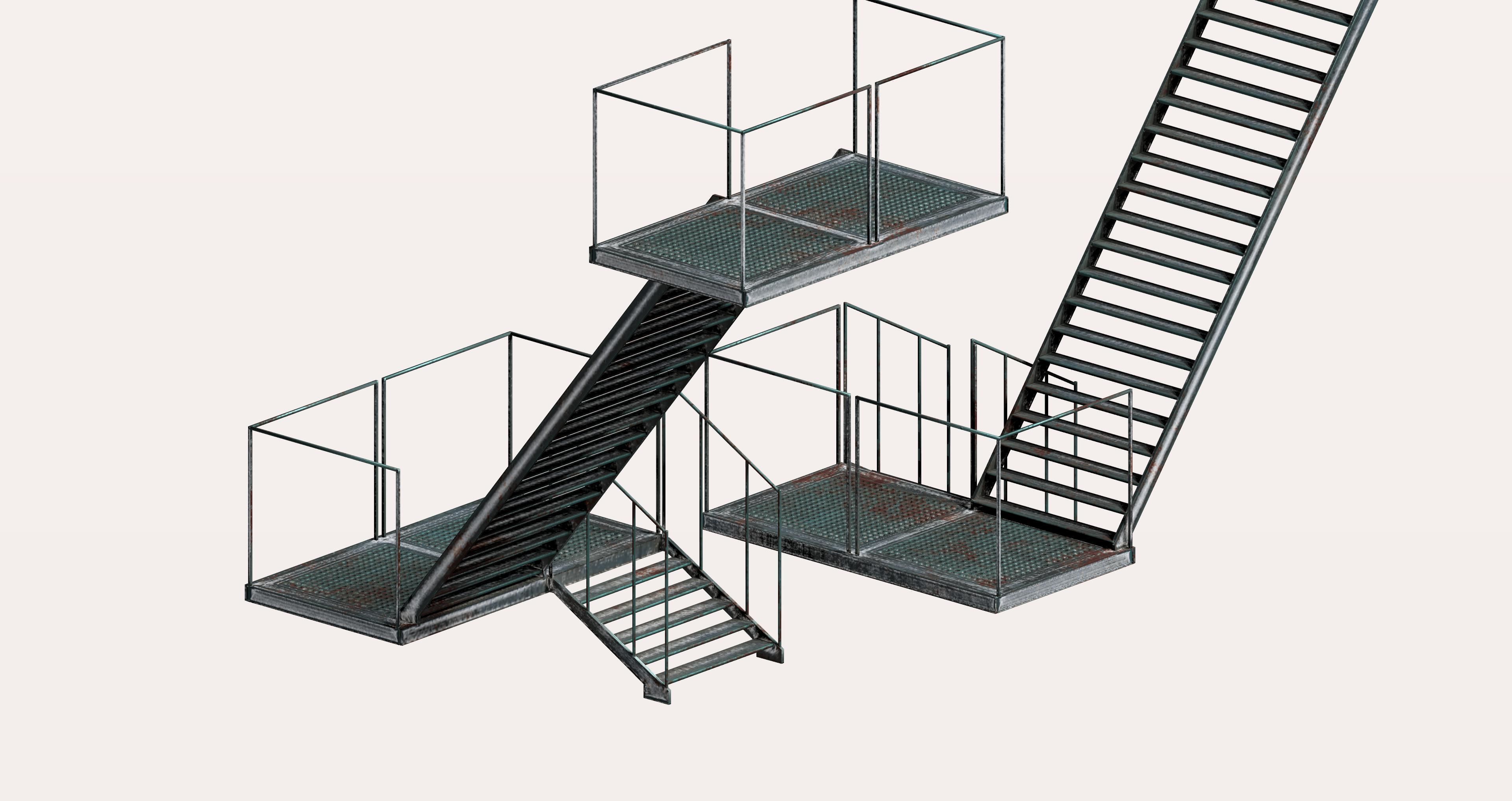 Modular multi-platform stairs 3D model | CGTrader