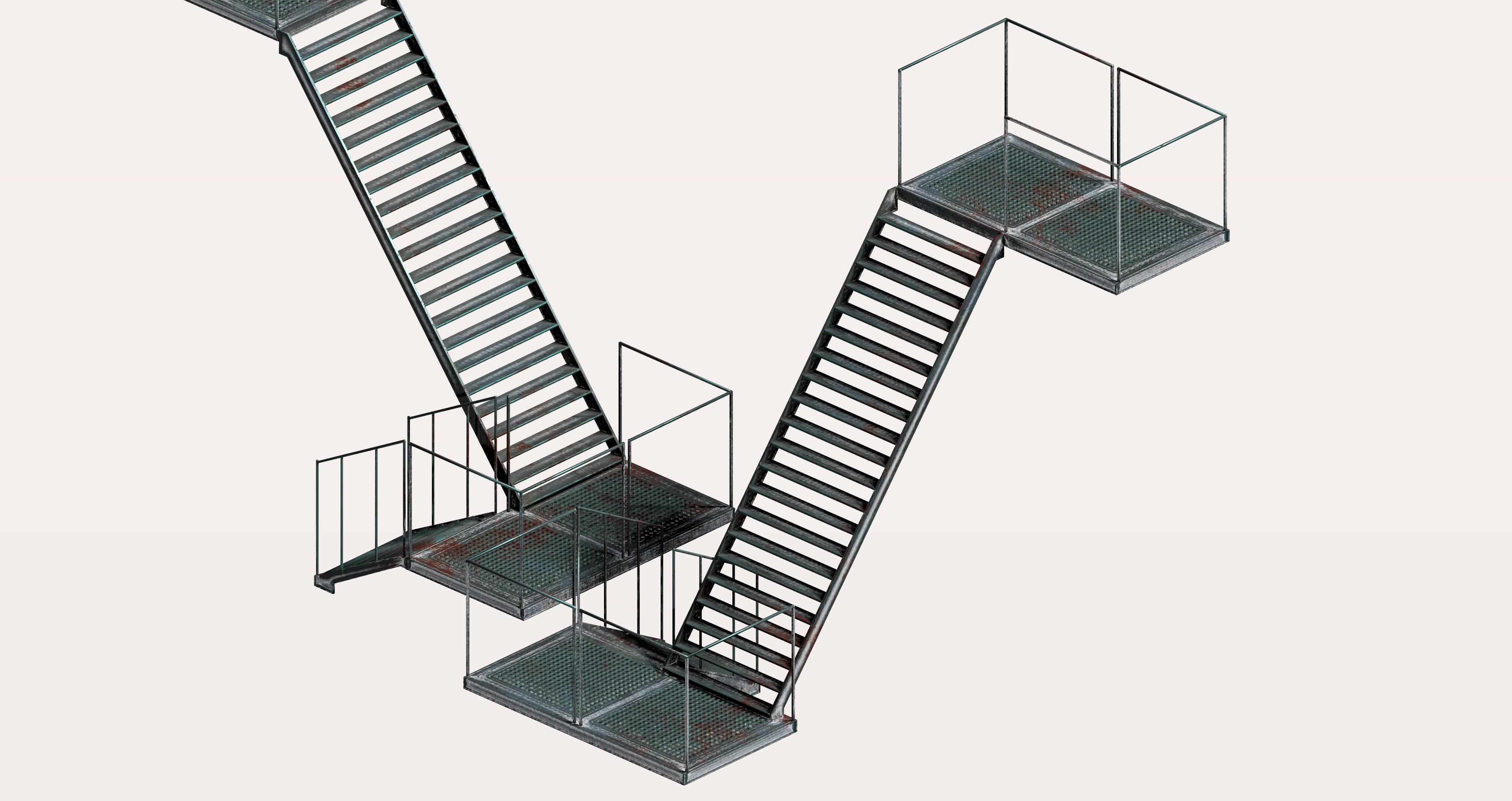 Modular multi-platform stairs 3D model | CGTrader