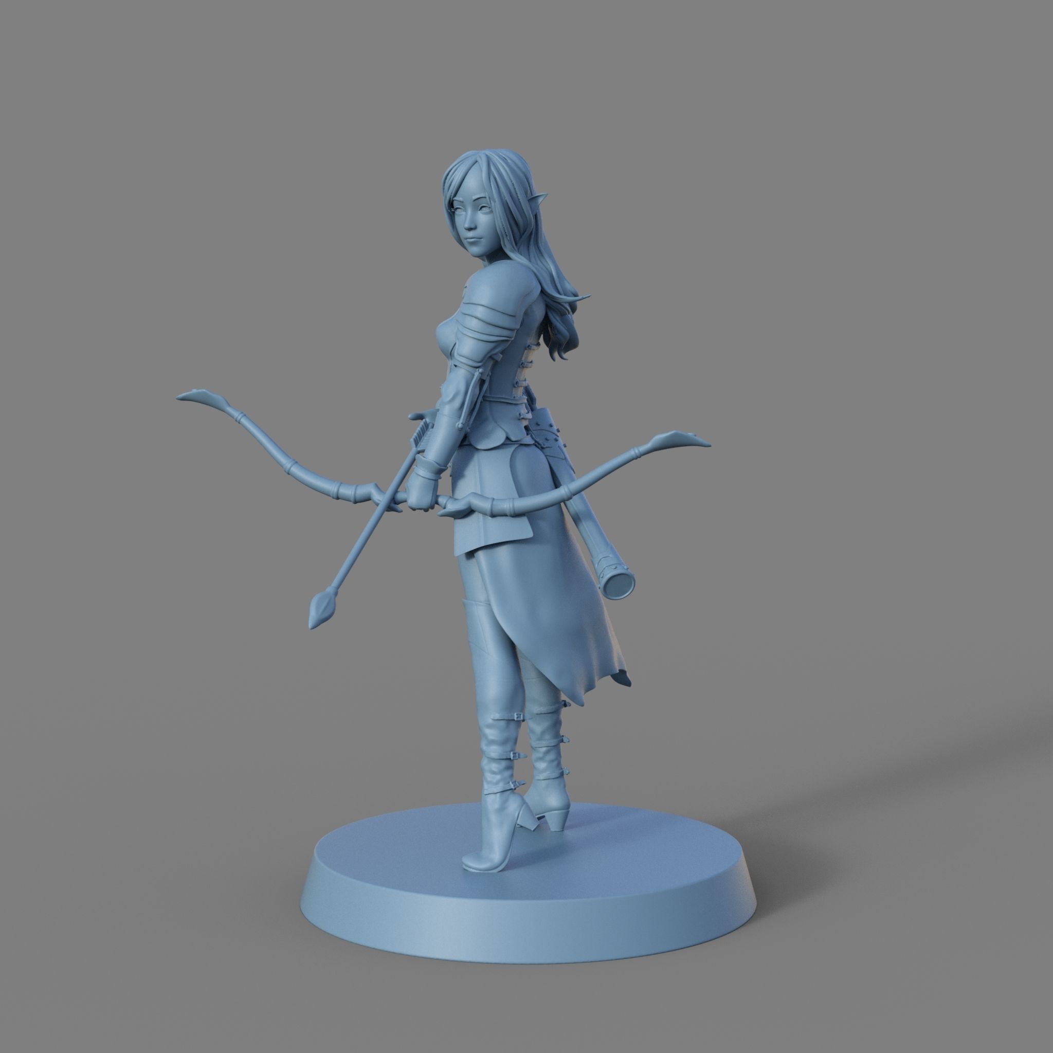 Female Elf Ranger miniature for Tabletop RPGs 3D model 3D printable ...