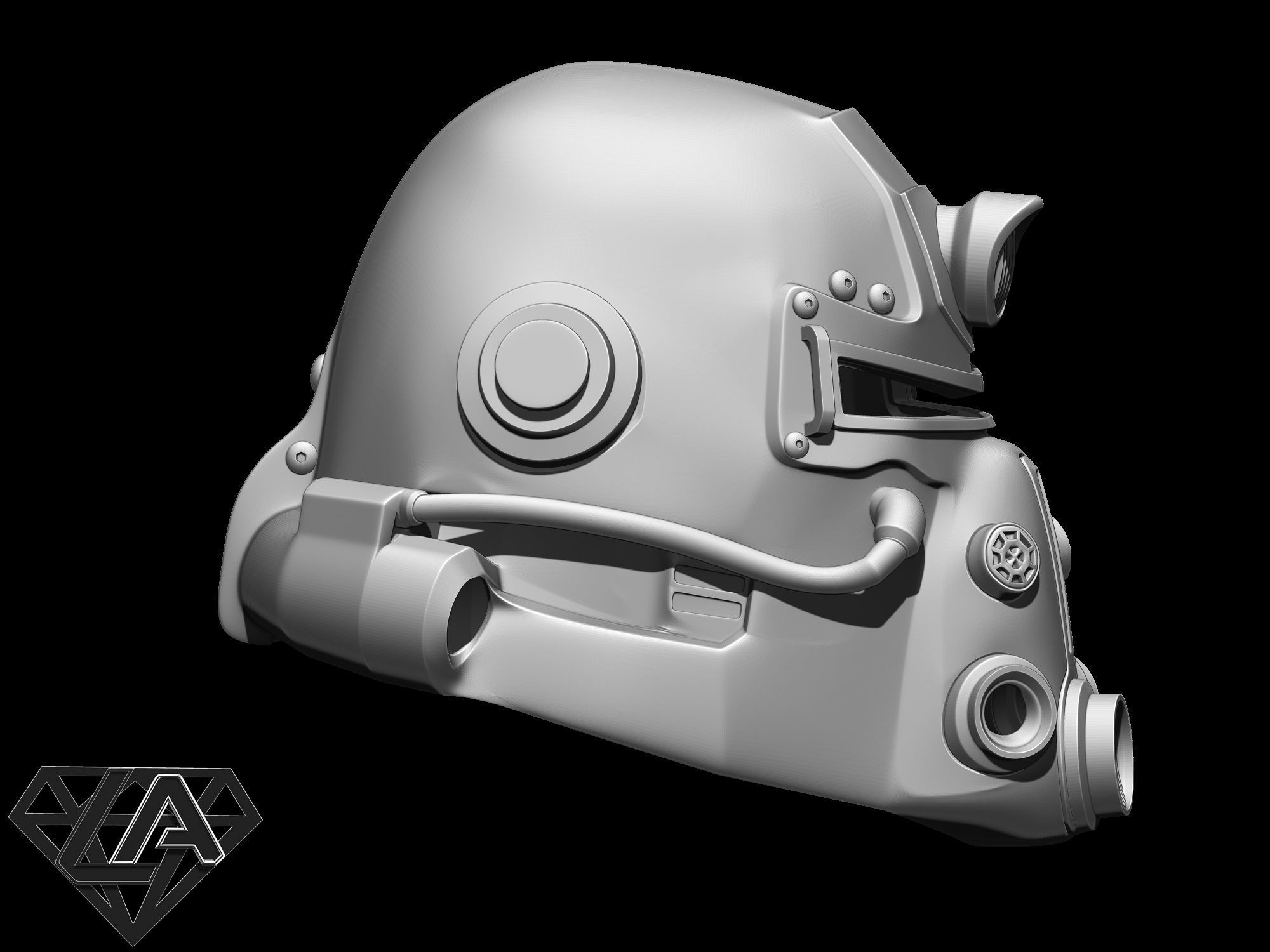 Fallout T-51b custom helmet without pipes 3D model 3D printable | CGTrader