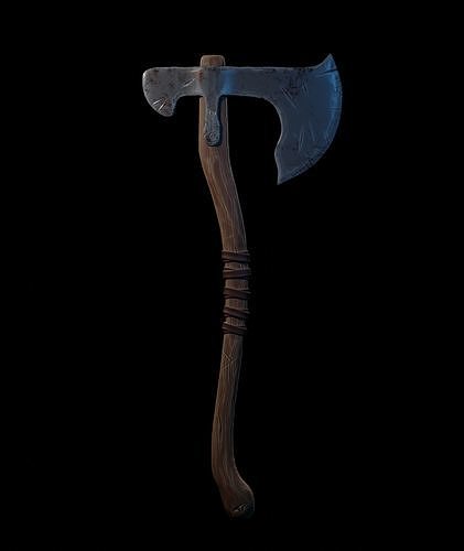 stylised axe in wood and metal with bandage 3D model | CGTrader