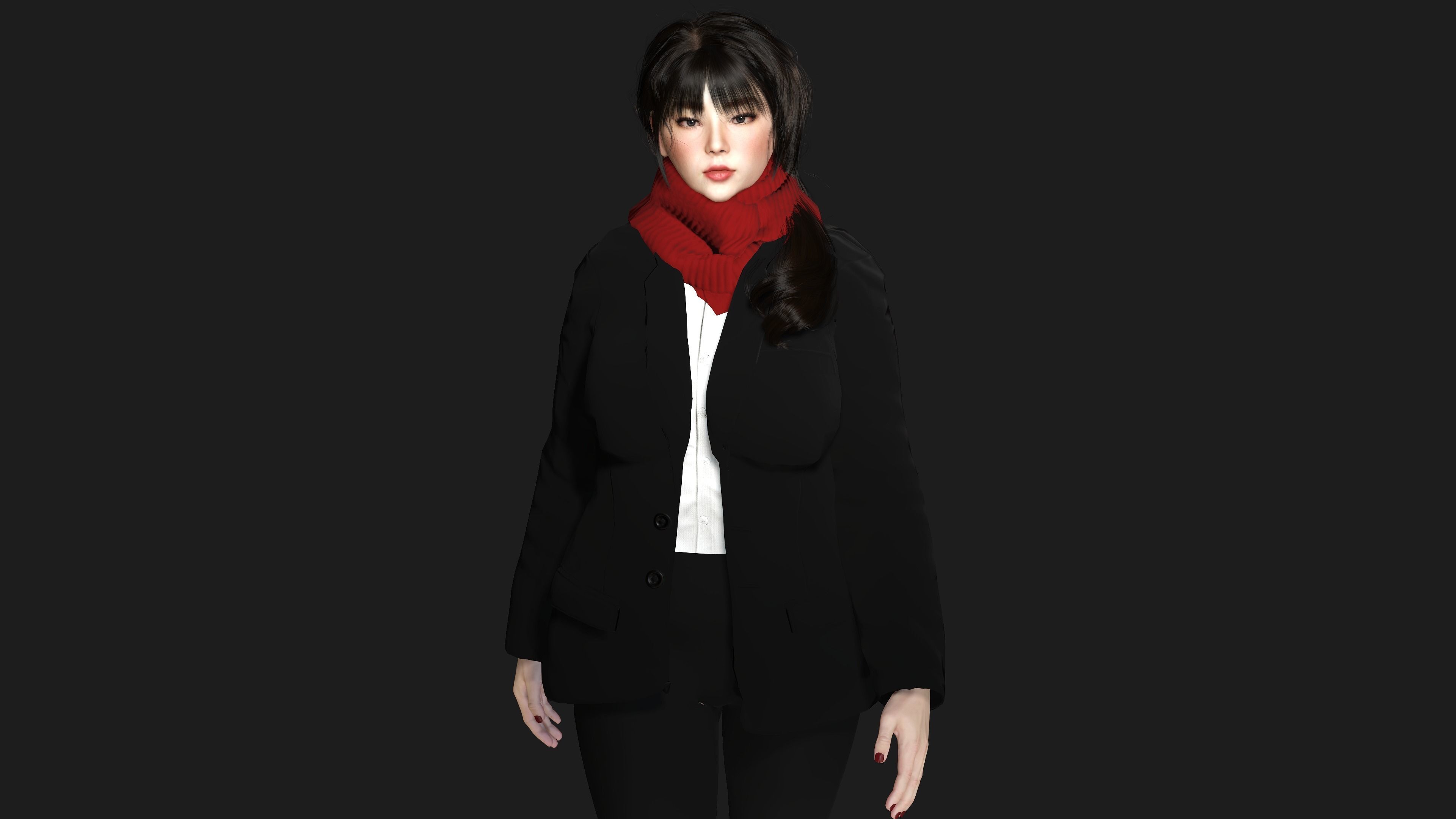 3D model 3D ASIAN FEMALE BUSINESSWOMAN WORKER- REALISTIC GAME CHARACTER ...