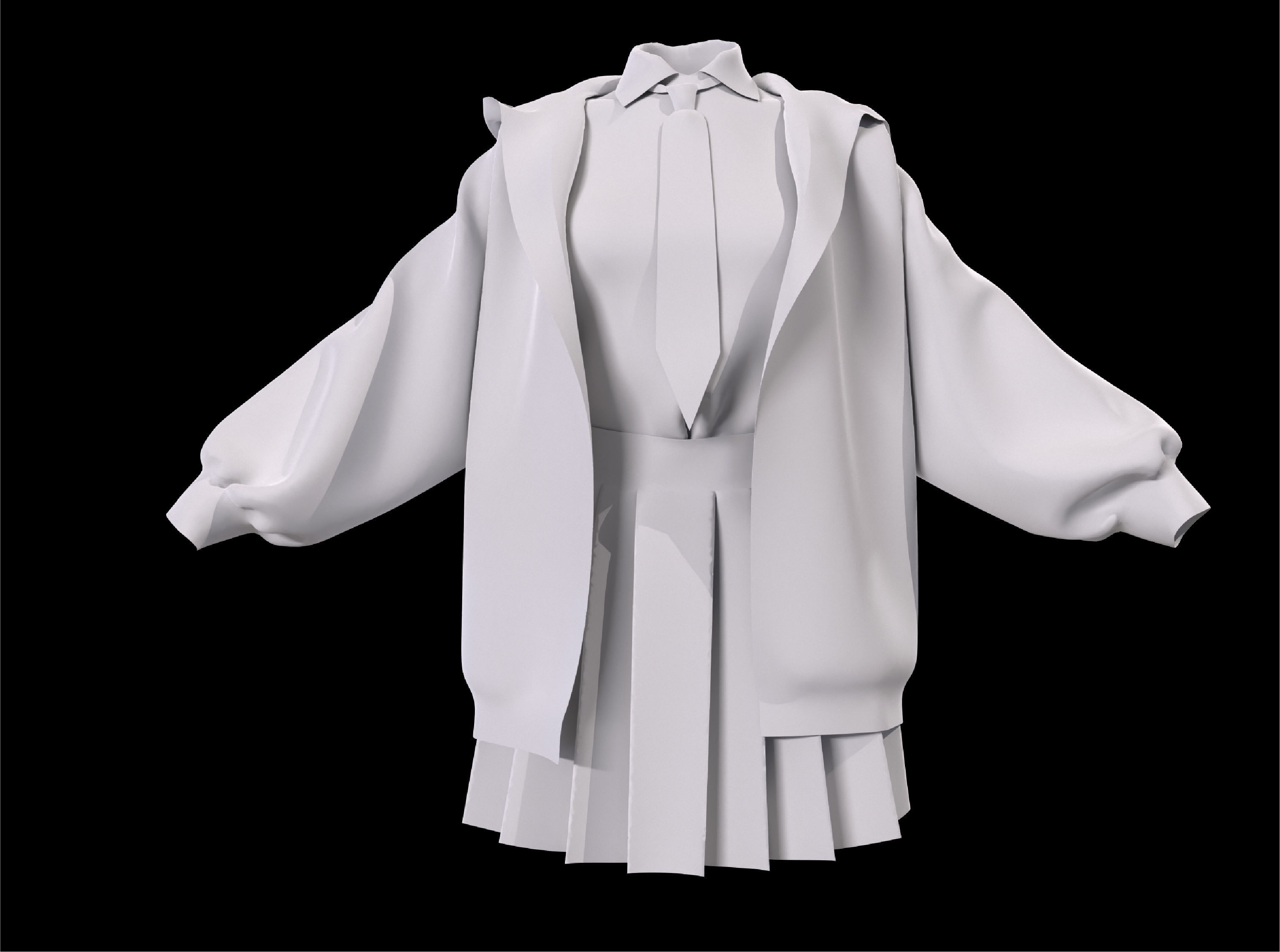 Cute girl uniform female outfit 3D model | CGTrader