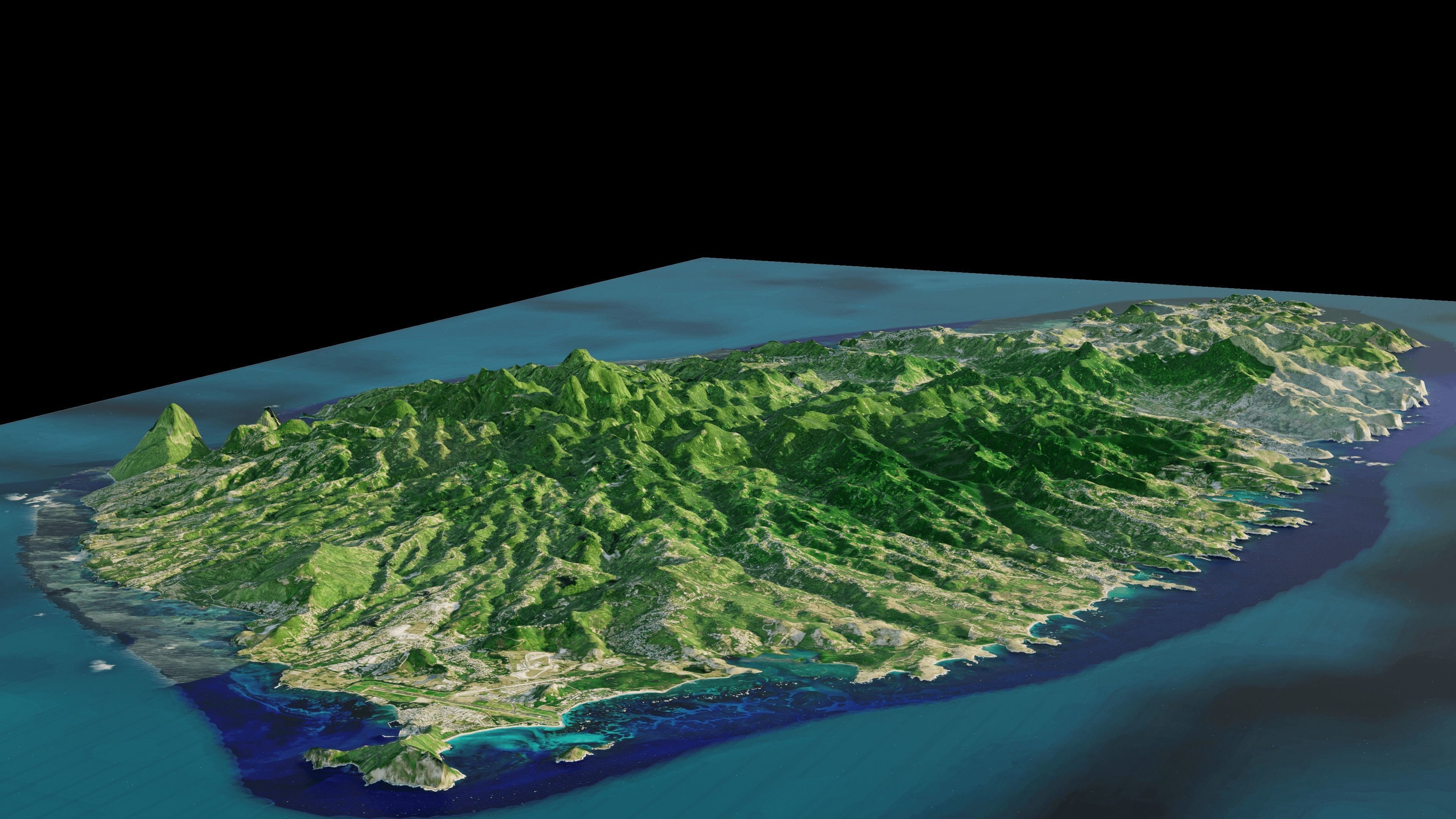 Saint Lucia island 3d Model Terrain 3D model | CGTrader