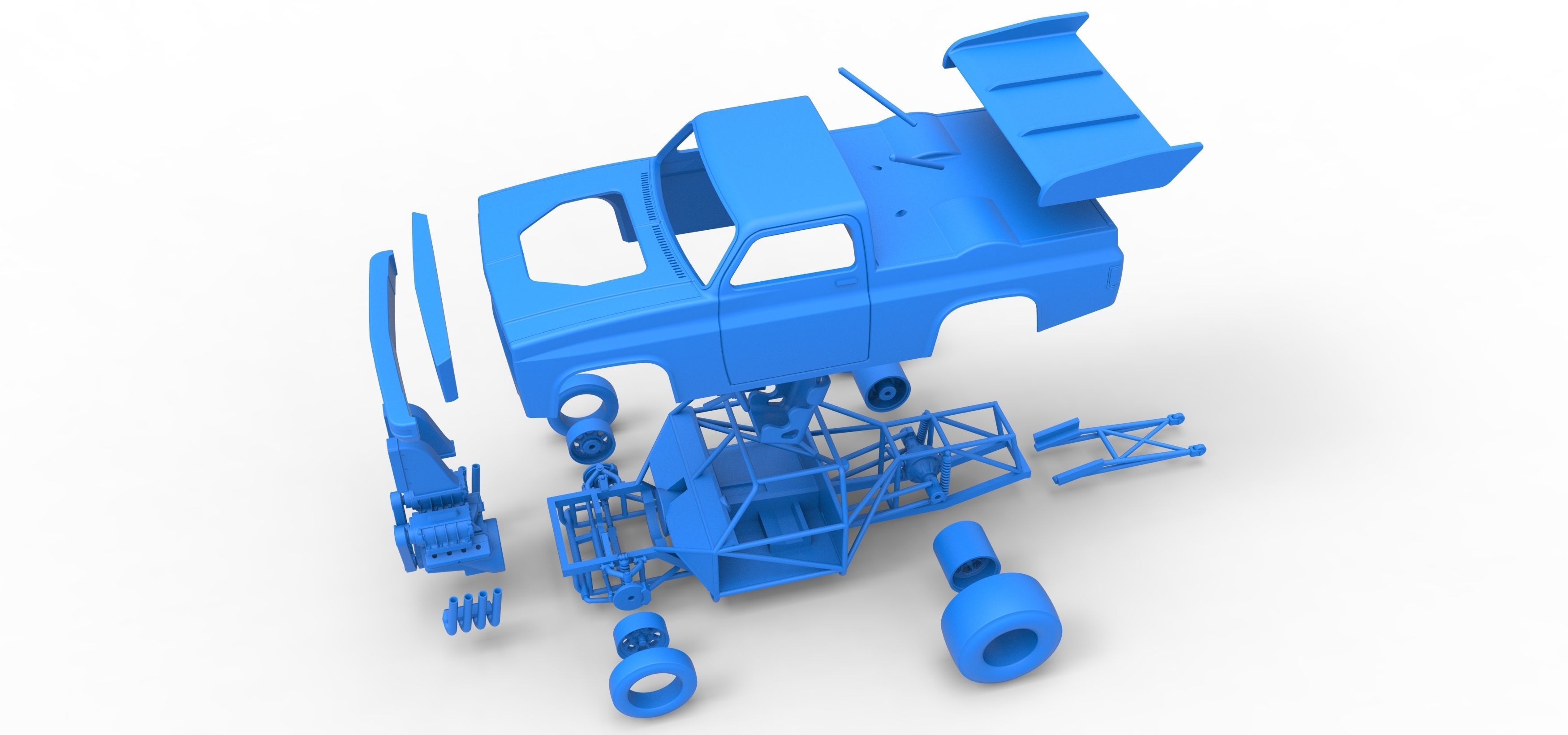 Diecast Dragster truck Scale 1 to 25 3D model 3D printable | CGTrader