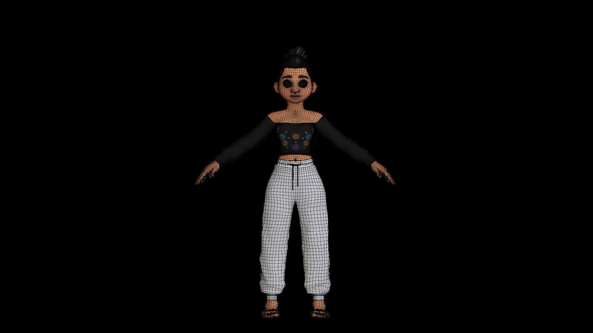 Chloe Girl Cartoon Character 3D model rigged | CGTrader