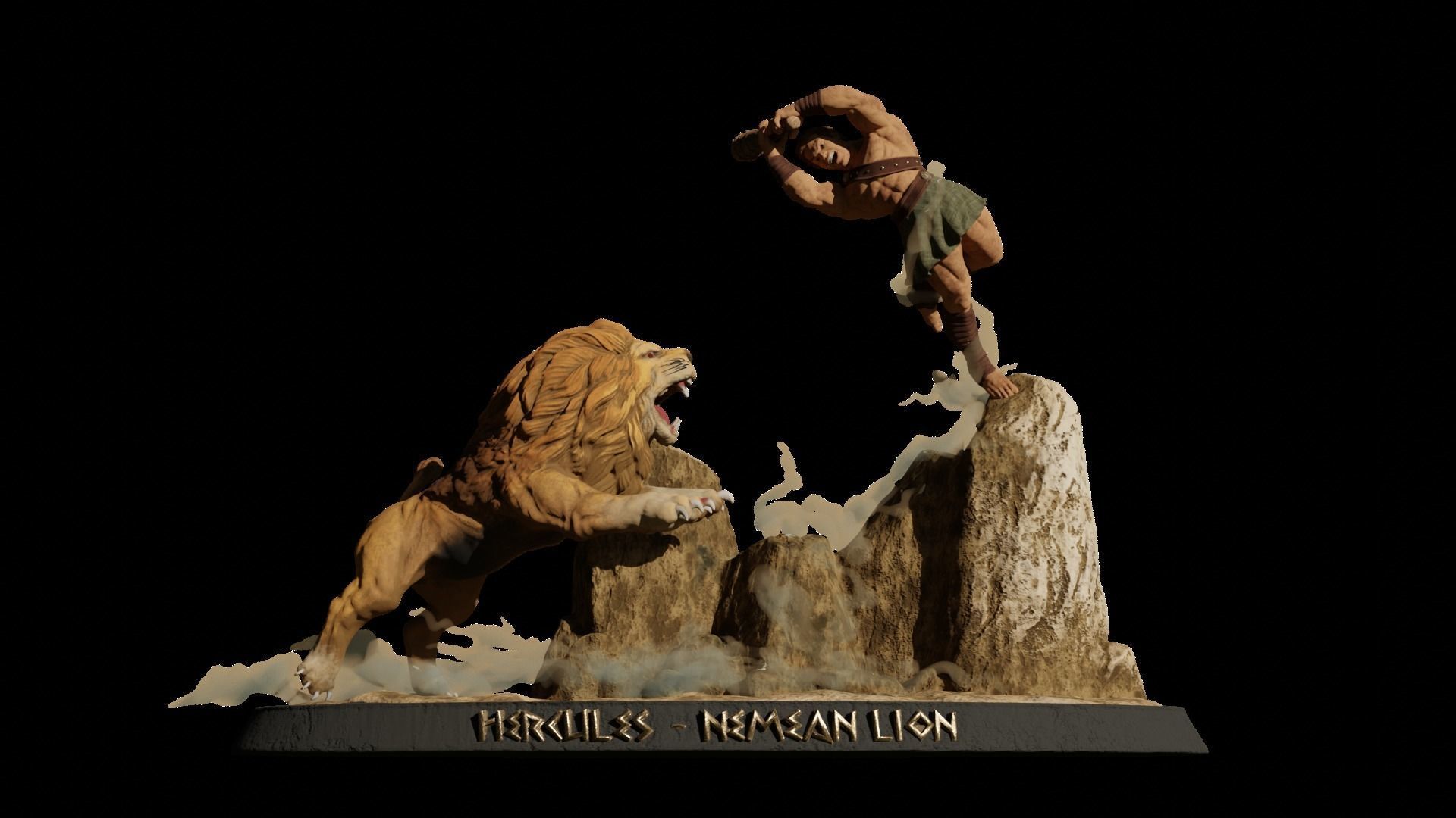Hercules and Nemean Lion 3D model 3D printable | CGTrader