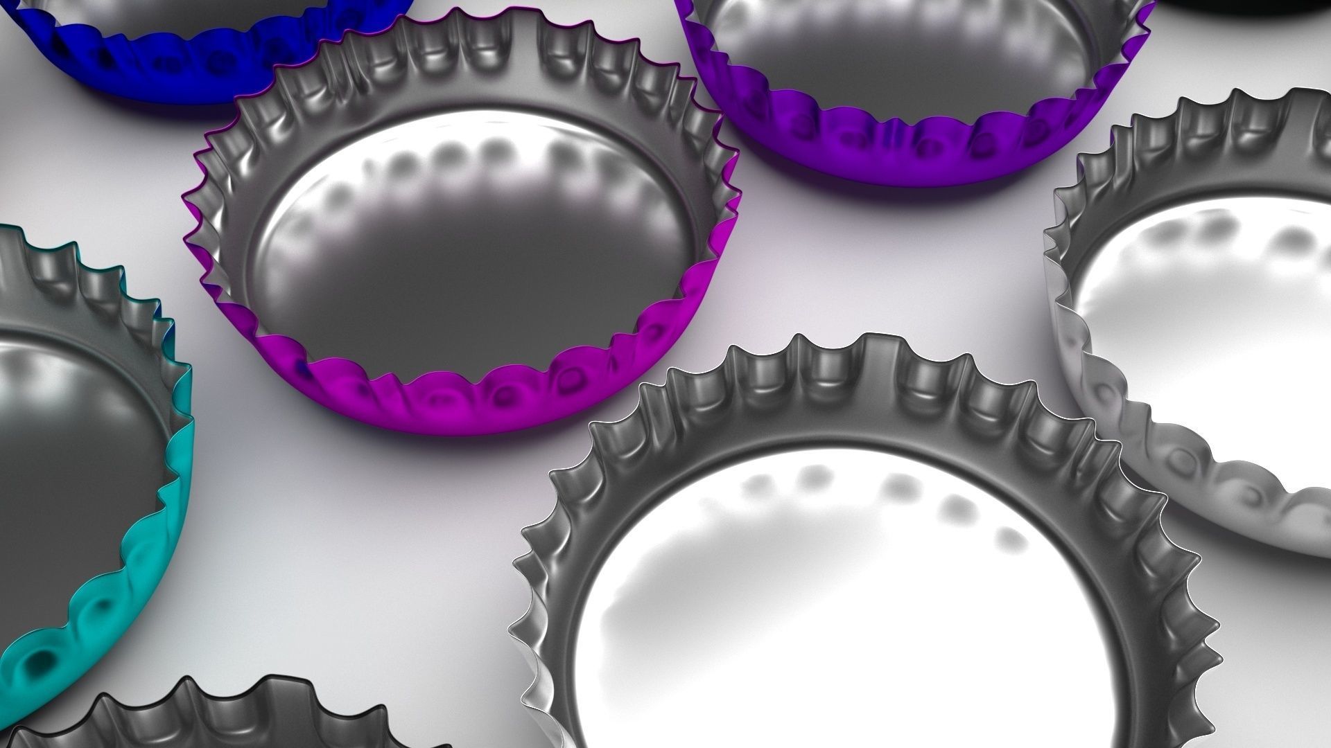 Metal Bottle Caps Set 3D model | CGTrader