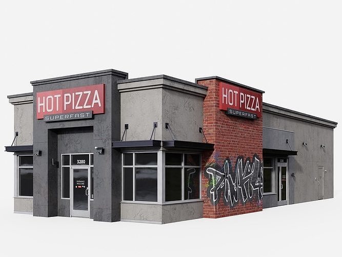 3D model Urban Building - Pizza Restaurant VR / AR / low-poly | CGTrader
