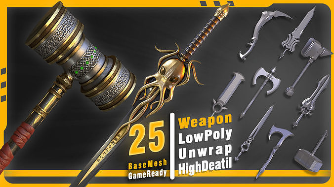 3D model 25 Weapon Base mesh VR / AR / low-poly | CGTrader