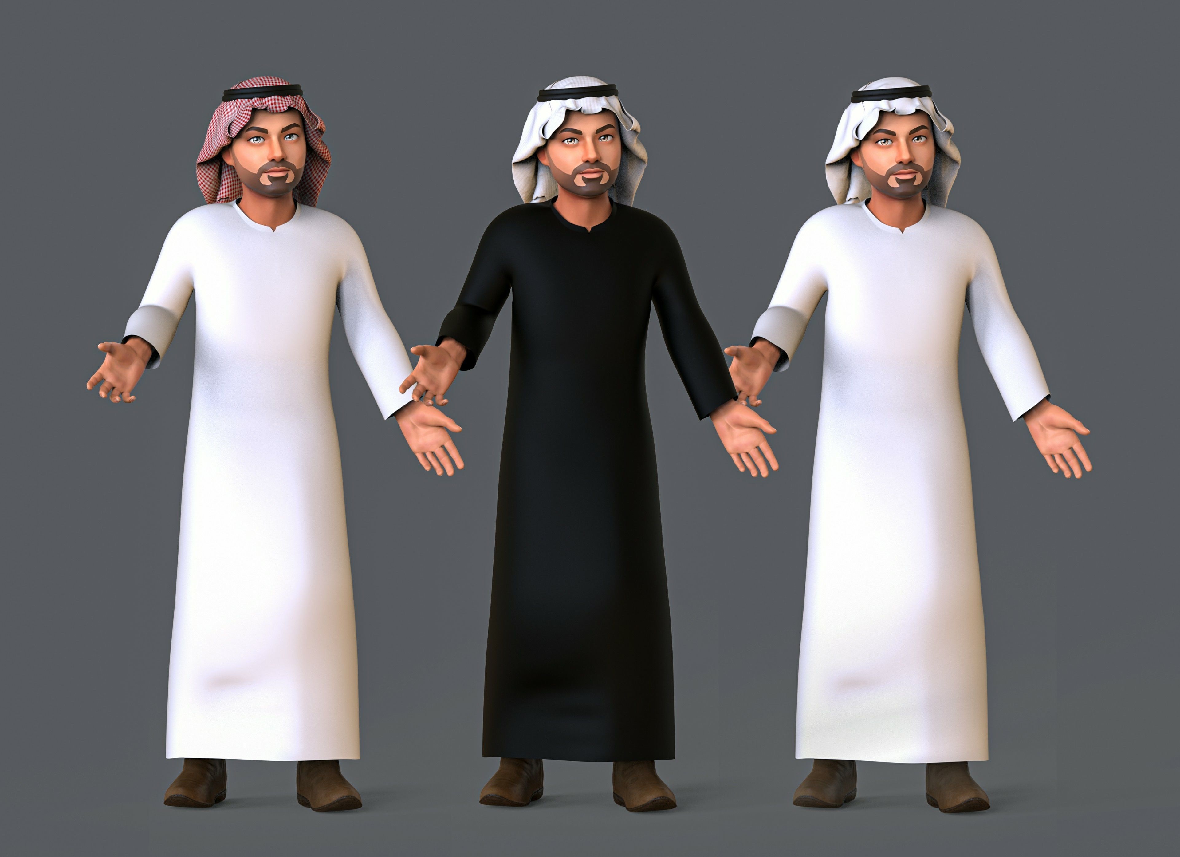 3D model Arabic Character Pack Rigged Animated VR / AR / low-poly ...