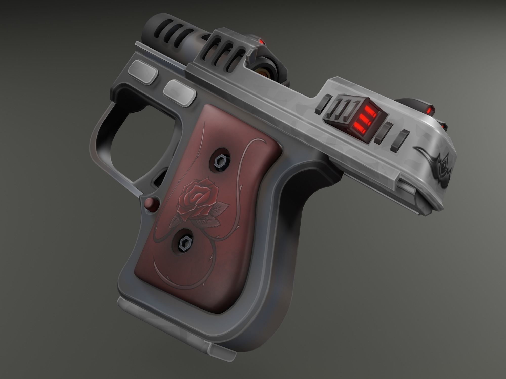 3D model Stylized pistol with a rose VR / AR / low-poly | CGTrader