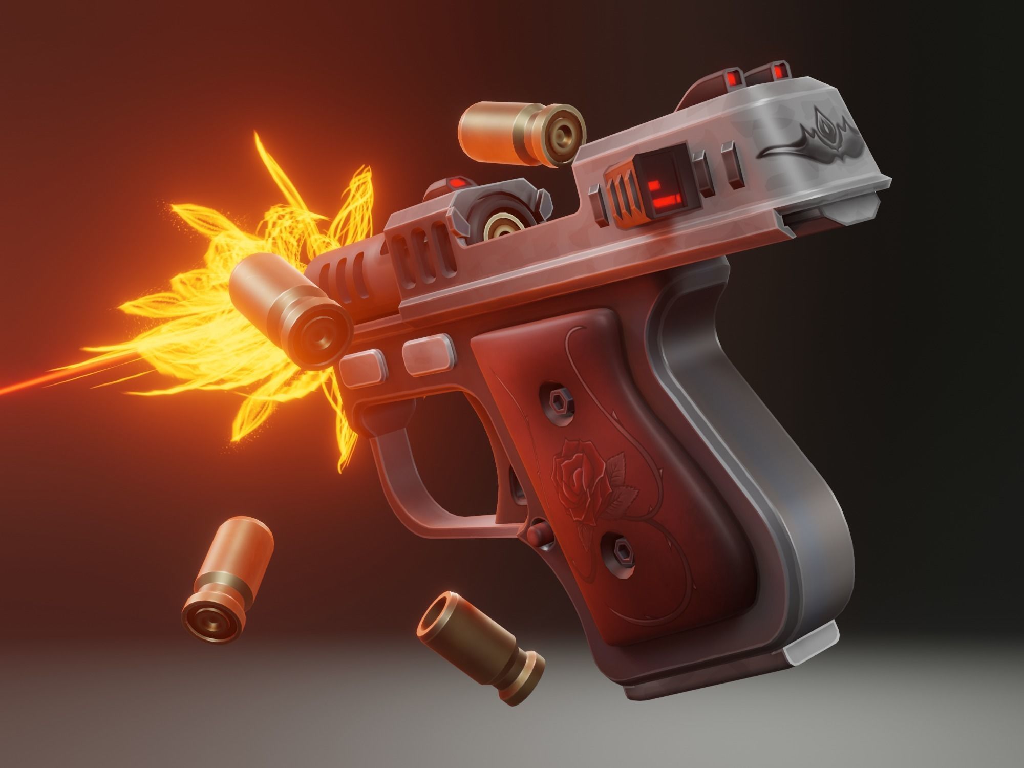 3D model Stylized pistol with a rose VR / AR / low-poly | CGTrader