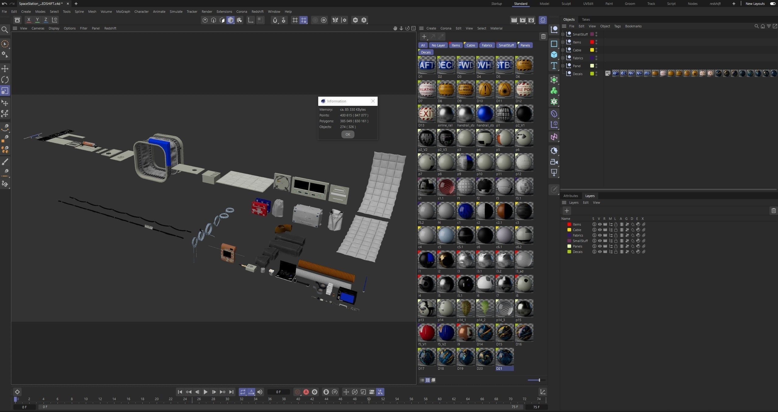 Space Station Interior Basics for Unreal Engine and Cinema 4D 3D model ...