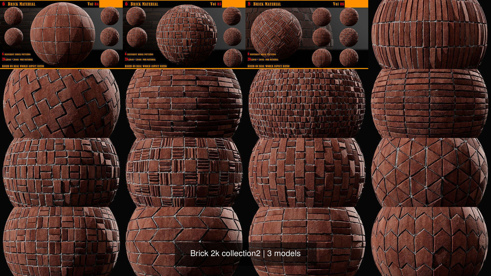 BRICK PBR 2K TEXTURE PACK VOL 1 TO 9 Texture | CGTrader