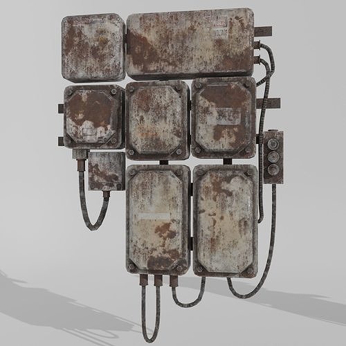 3D model Rusty Fuse Box Cluster -Low Poly Game-Ready VR / AR / low-poly ...