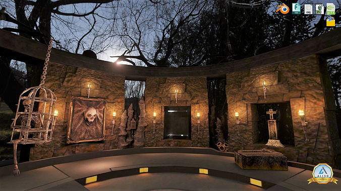3D model Haunting Spooky Dungeon with PBR Baked Textures VR / AR / low ...