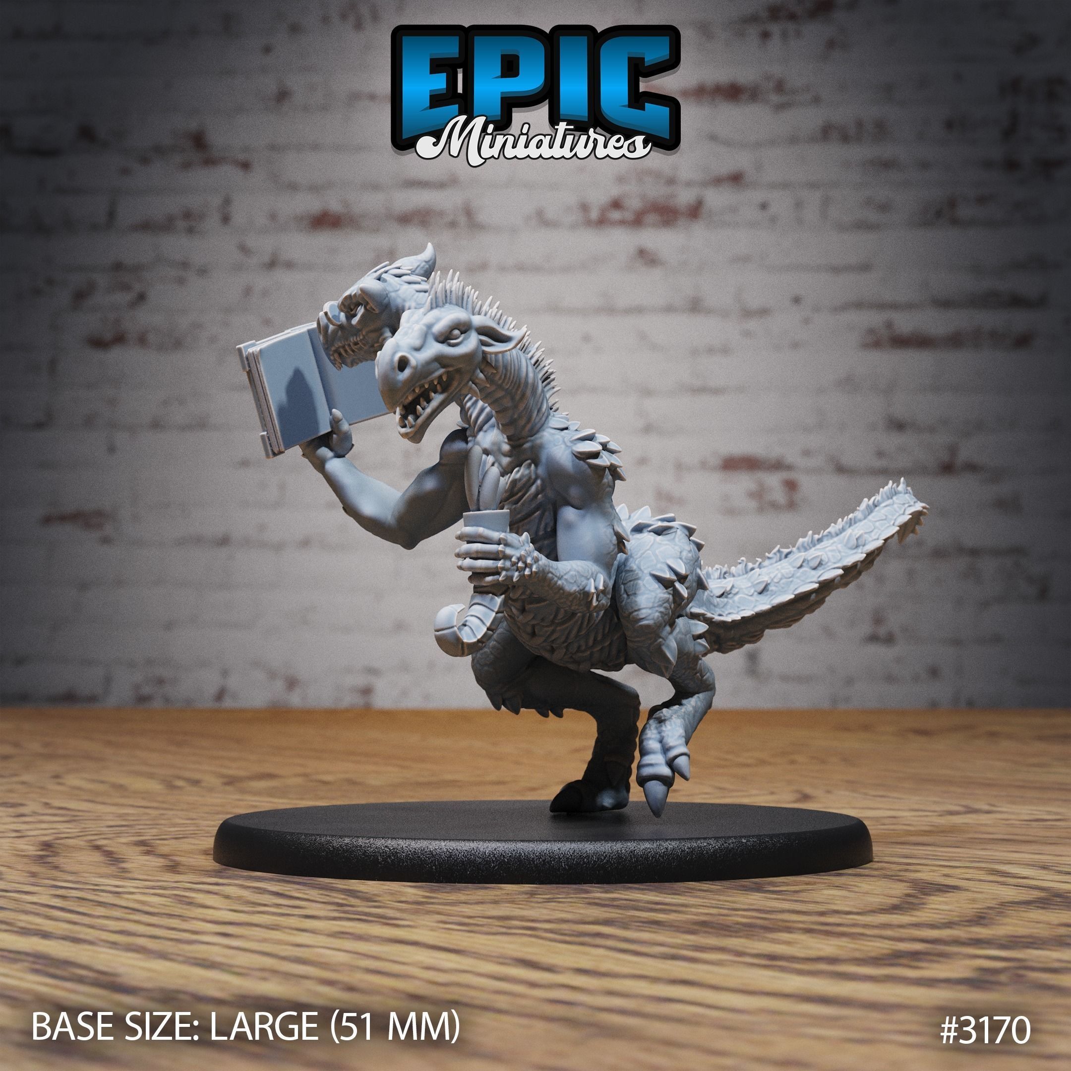 Two Headed Dragon Adventurer Reading - DnD Tabletop Miniature 3D model ...