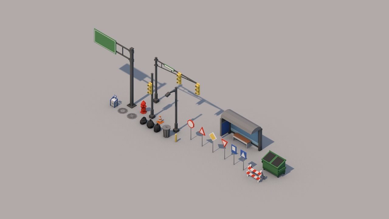 Free Big Low Poly Simple Urban City 3D Asset Pack free VR / AR / low ...