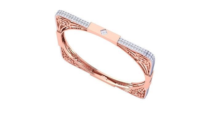 Square Solid Diamond Women Bracelets 3dm renders 3D model 3D printable ...