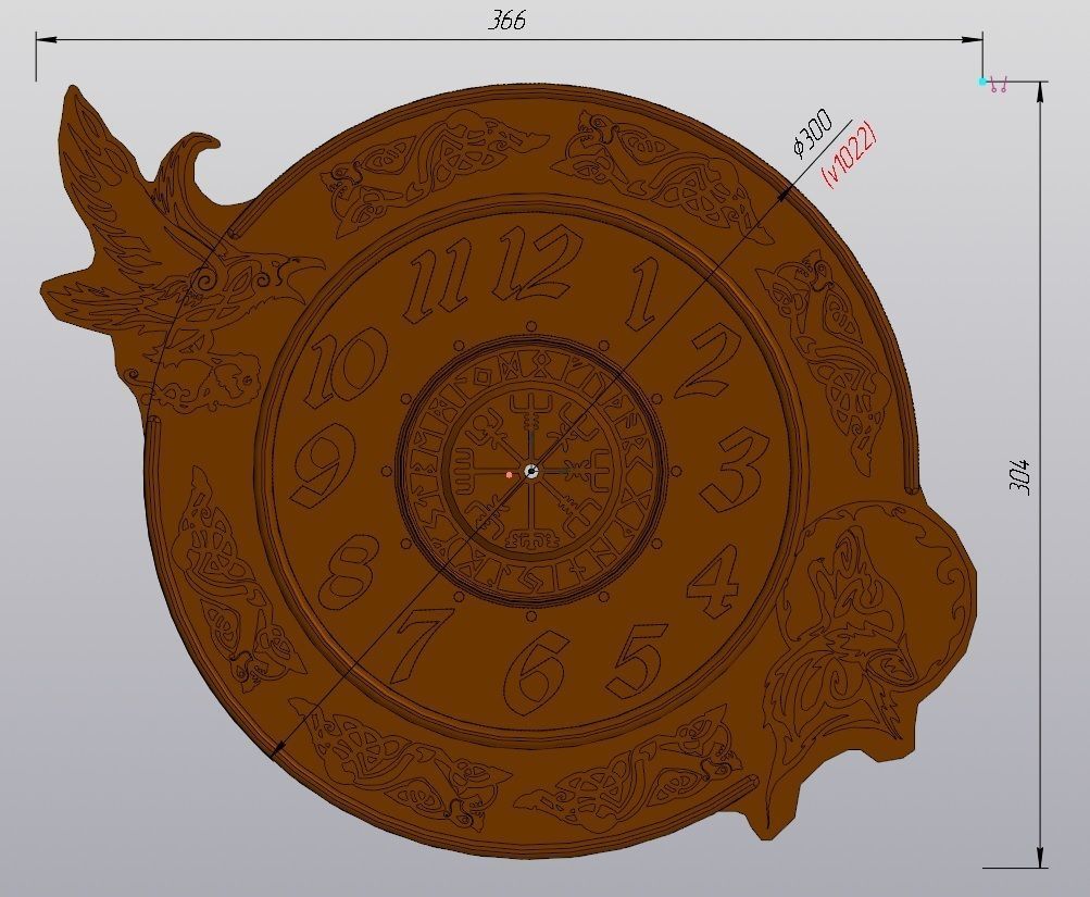 Clock with an ornament Viking runes 3D model 3D printable | CGTrader