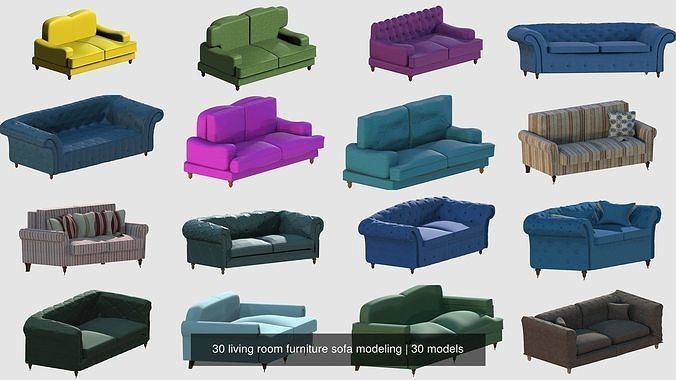 3D Model Collection 30 living room furniture sofa modeling VR / AR ...