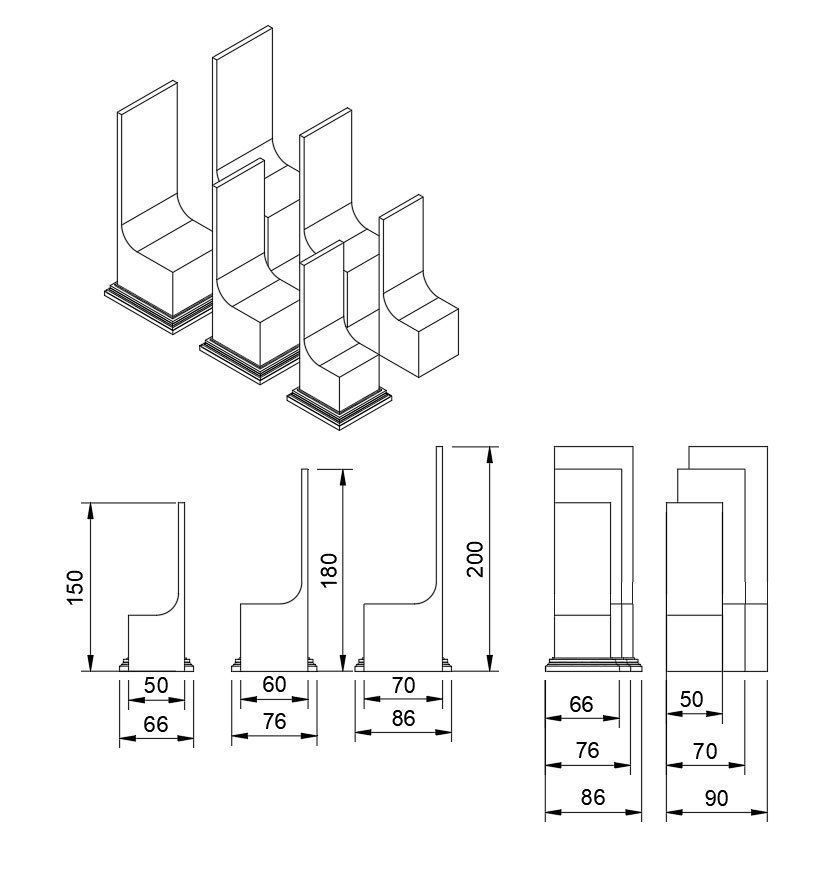 Display plinths with backdrop 3D model 3D printable | CGTrader