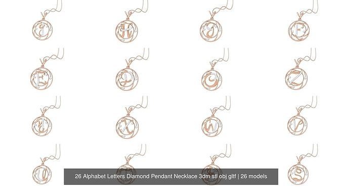 26 Alphabet Letters Diamond Pendant Necklace 3dm stl obj gltf 3D Model Collection | CGTrader
