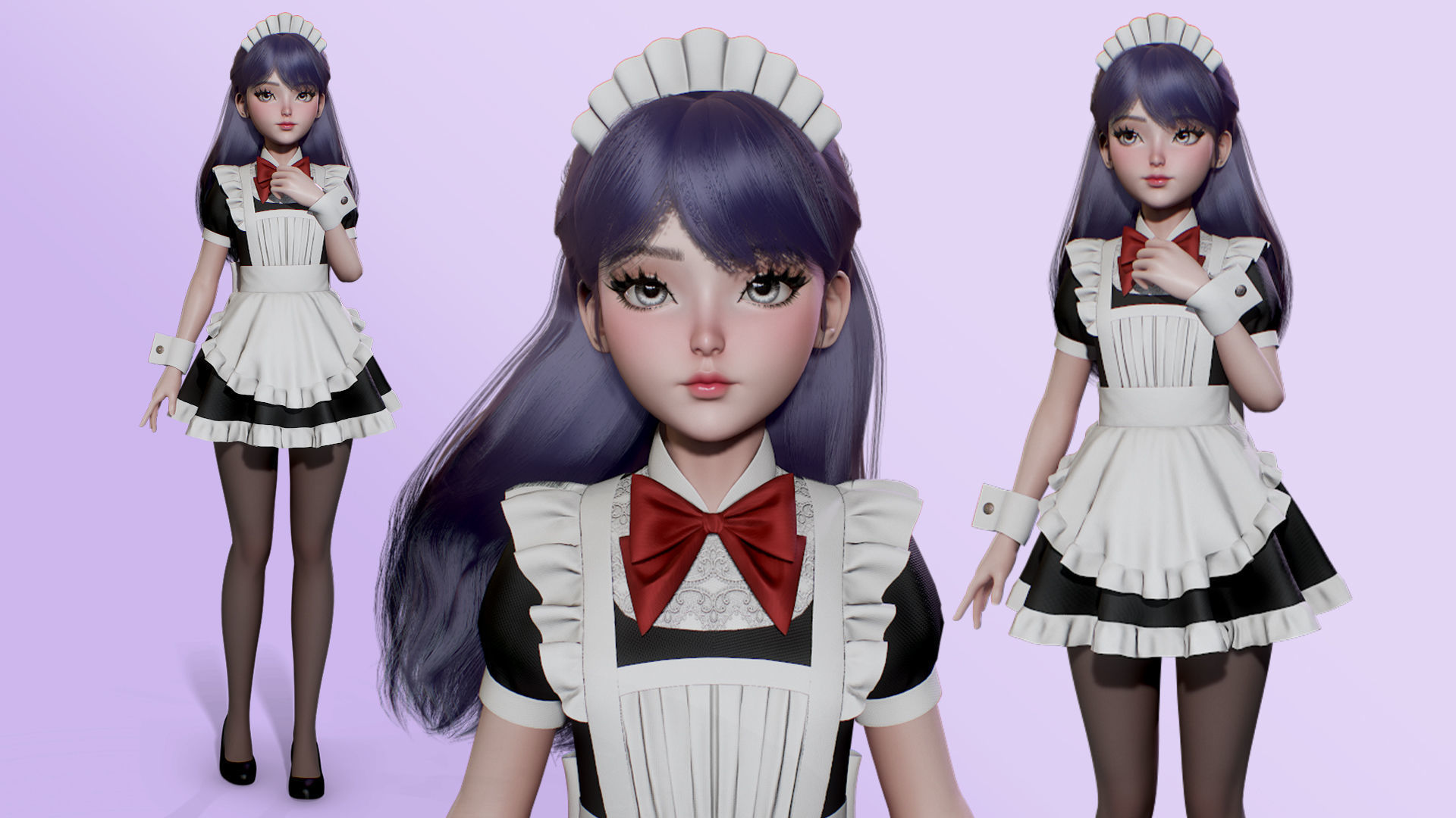 3D model Cute Maid VR / AR / low-poly | CGTrader