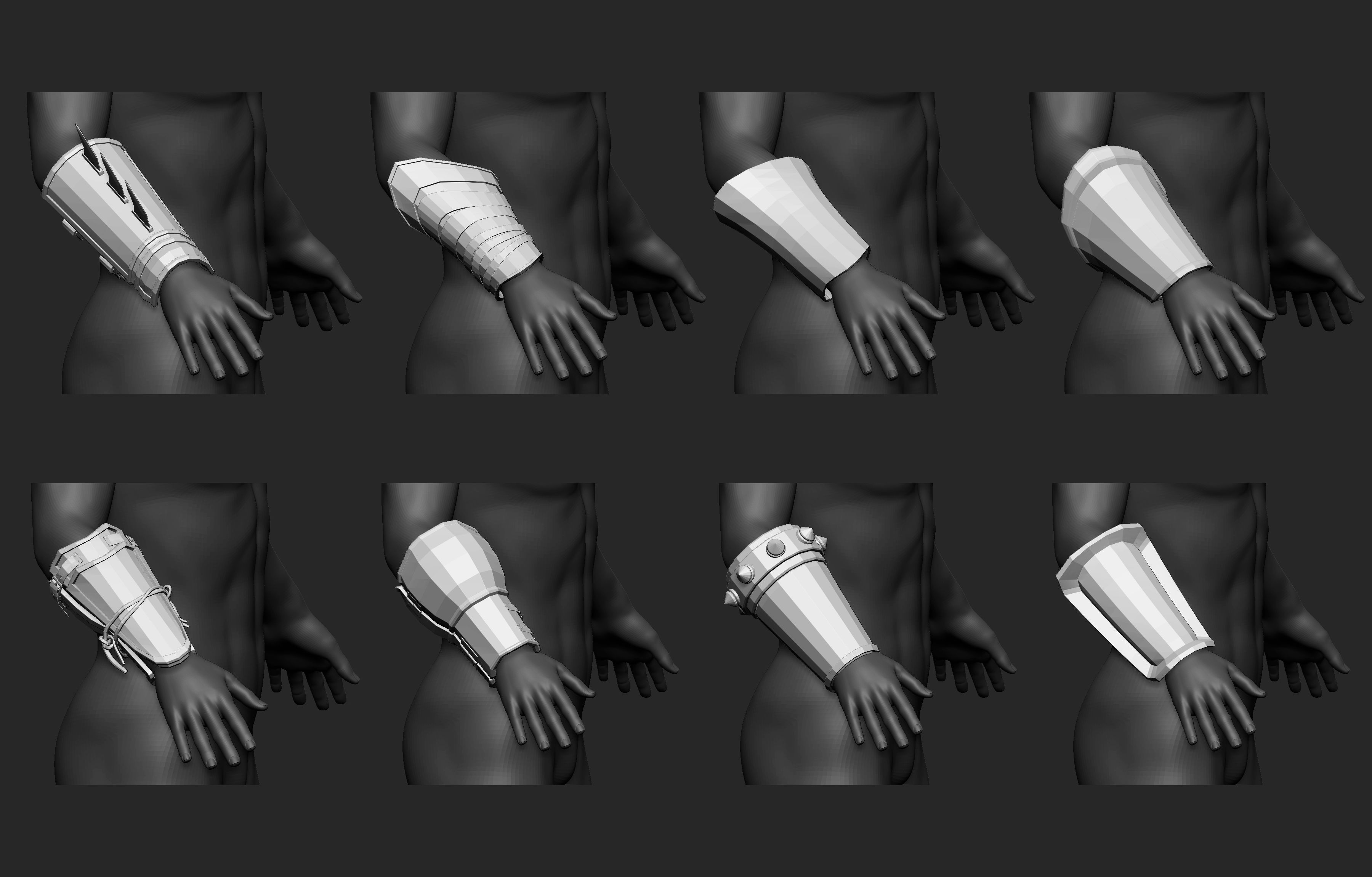 55 Low poly medieval fantasy arm bracers armor IMM set 3D model | CGTrader