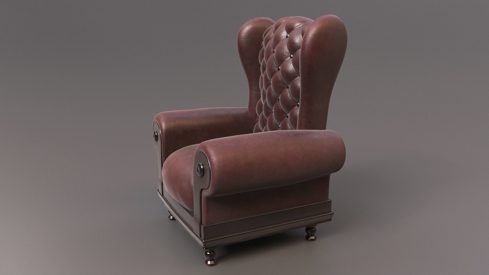 Leather Fancy Vintage Arm Chair Couch 3D model | CGTrader