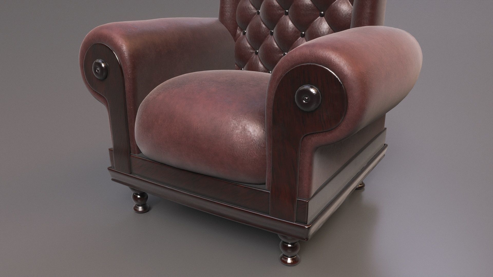 Leather Fancy Vintage Arm Chair Couch 3D model | CGTrader