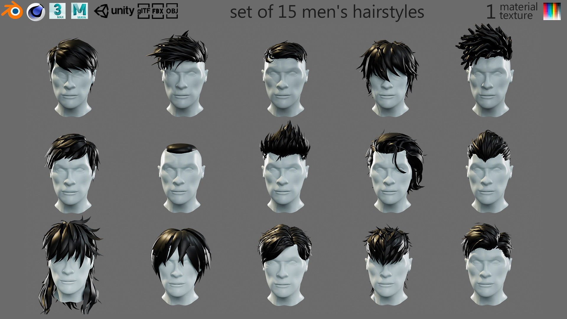 3D model Cartoon hairstyles VR / AR / low-poly | CGTrader