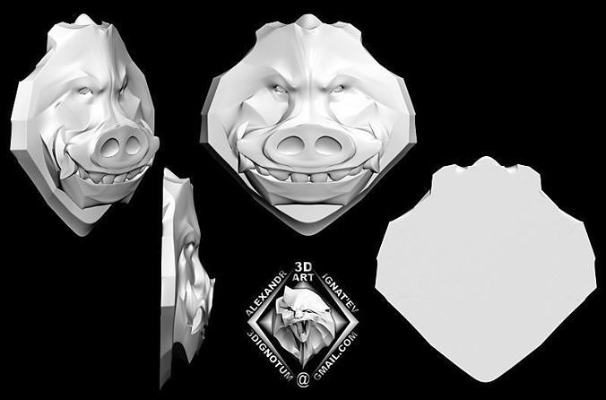 FUNNY BAS-RELIEF OF A PIGLET BOAR 3D model 3D printable | CGTrader